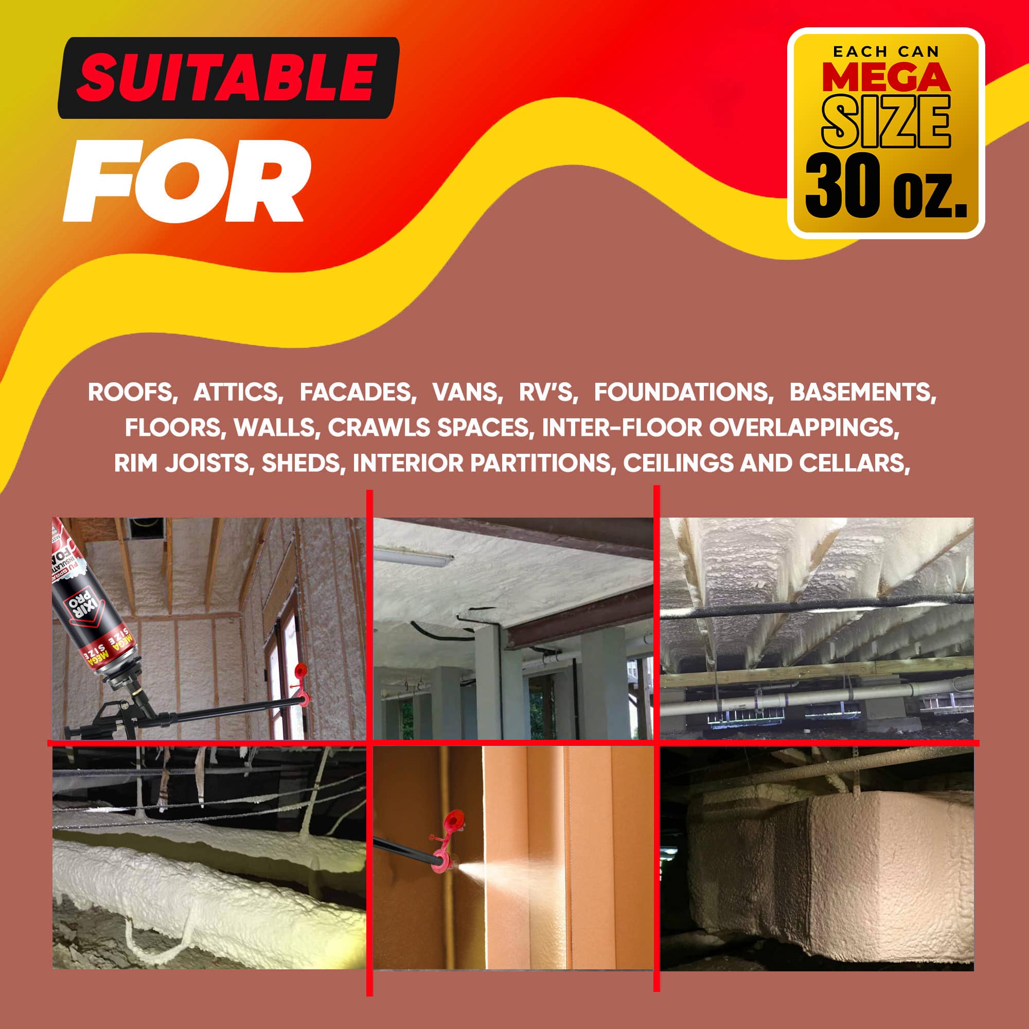 Insulation Foam Spray Can Mega – Closed‑Cell Thermal Foam – ixirpro