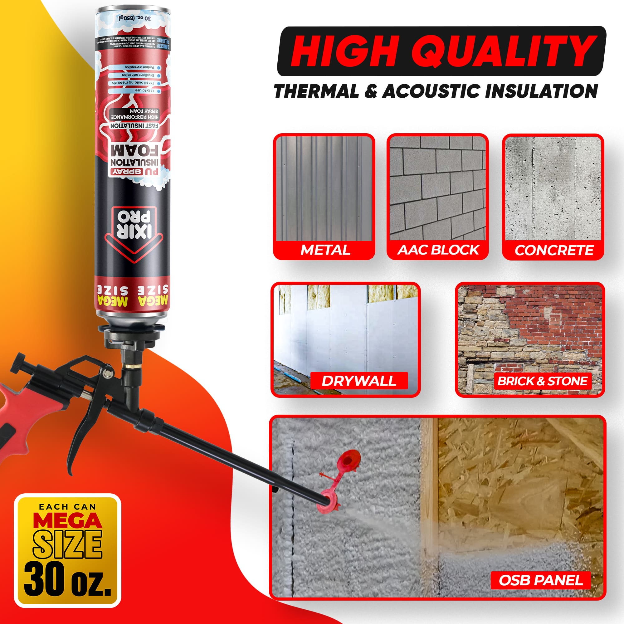 Insulation Foam Spray Can Mega – Closed‑Cell Thermal Foam – ixirpro