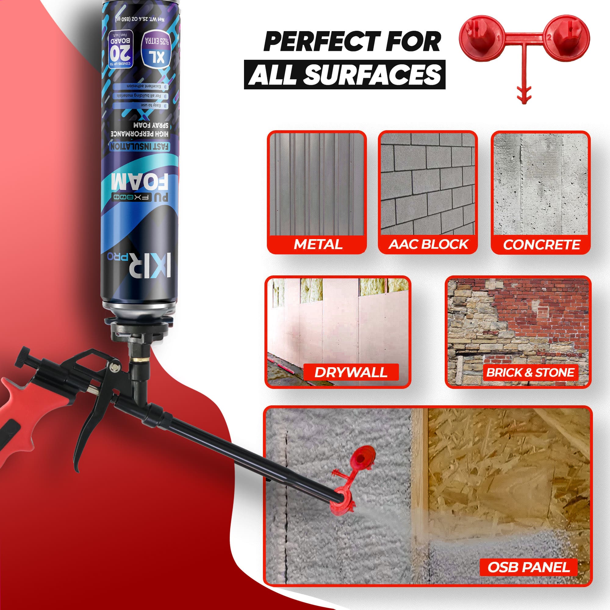 Red Nozzle Set (Vertical - Horizontal) for Spray Foam Gun – ixirpro