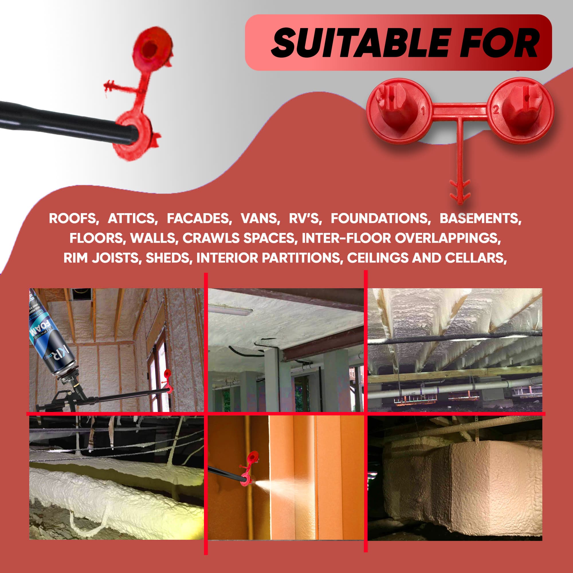 Red Nozzle Set (Vertical - Horizontal) for Spray Foam Gun – ixirpro